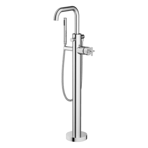 TRIM - Floor Mount Tub Filler with Hand Shower - Santec